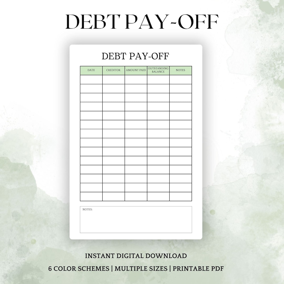 Debt Repayment Printable, Debt Tracker, Debt Payoff Tracker, Debt ...