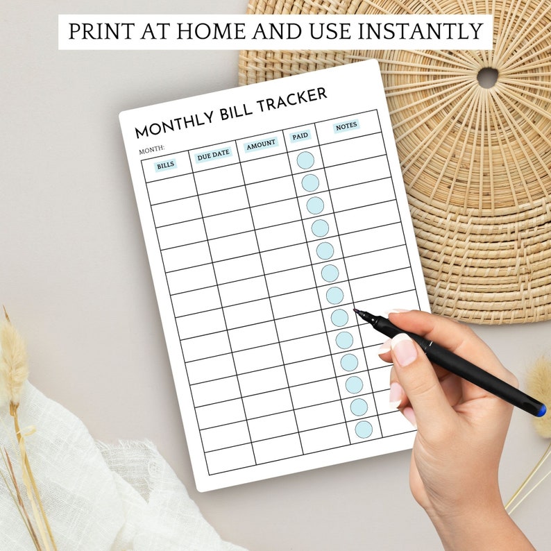 Monthly Bill Tracker Printable | Bill Payment Tracker | Bill Pay ...