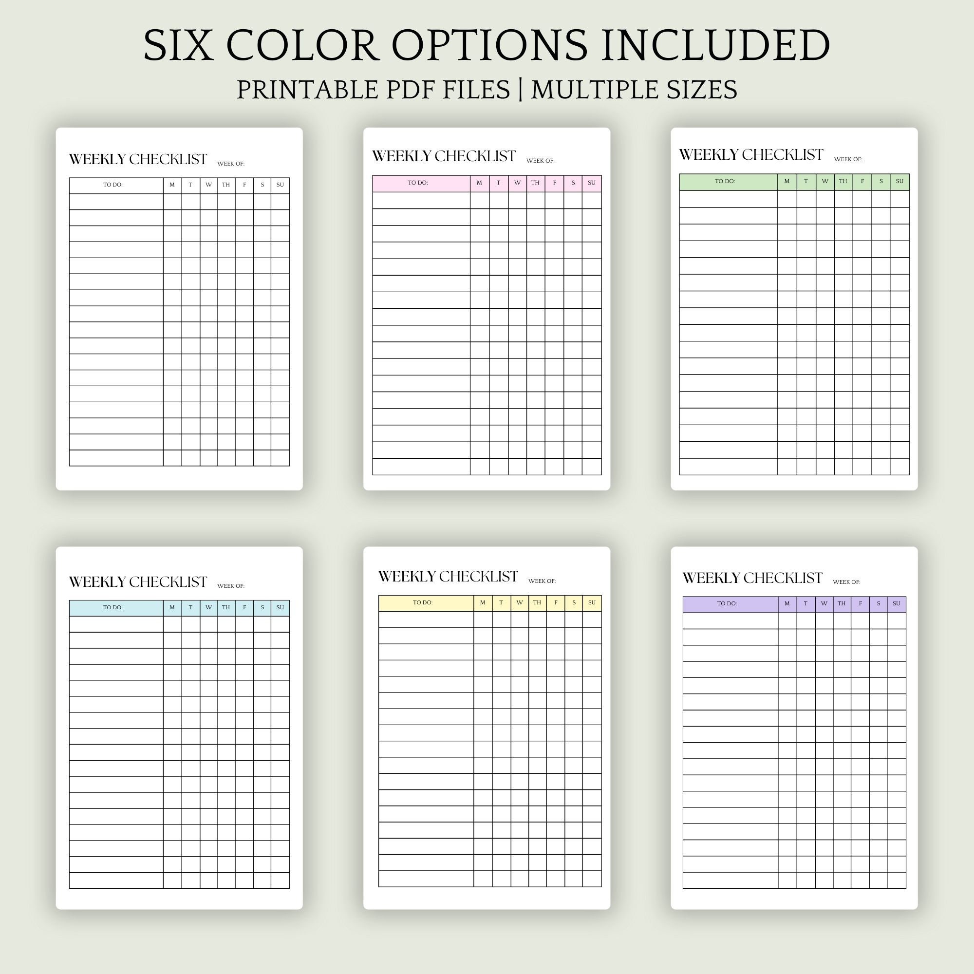 Weekly Checklist Printable, to Do List Template, Weekly Checklist ...