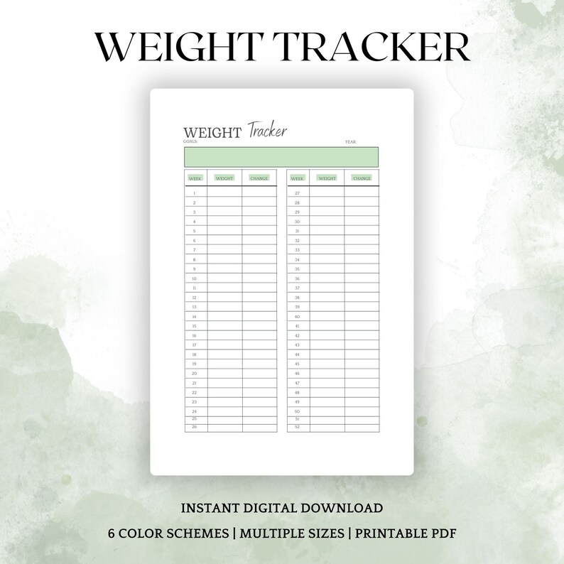Printable Weight Tracker, Weight Loss Tracker, Weight Loss Planner ...