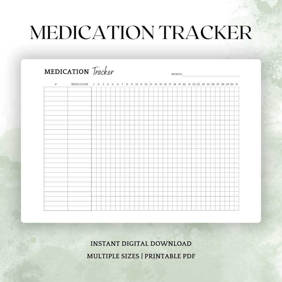 Monthly Medication Tracker Printable, Med Tracker, Chart Monthly ...
