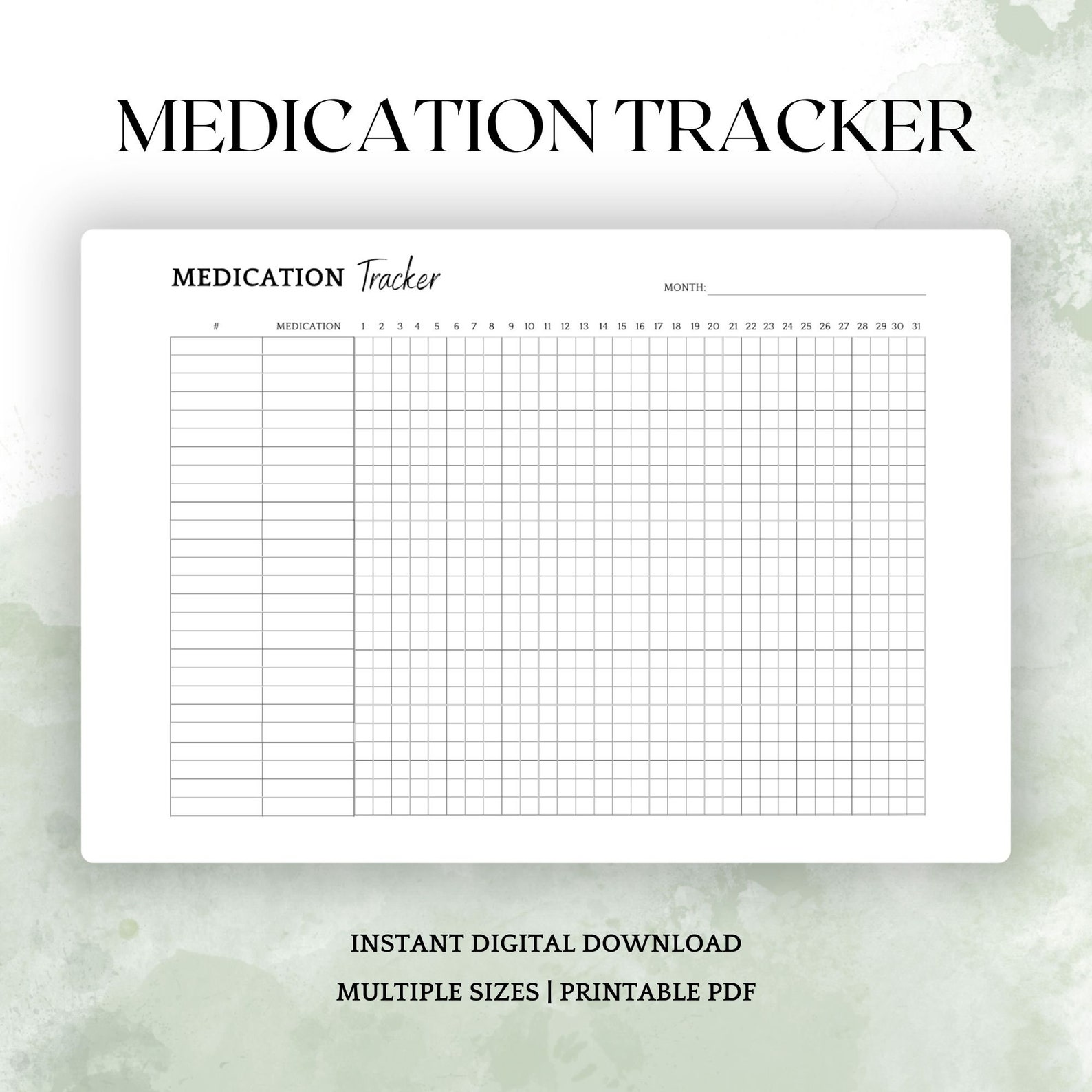 Monthly Medication Tracker Printable, Med Tracker, Chart Monthly ...