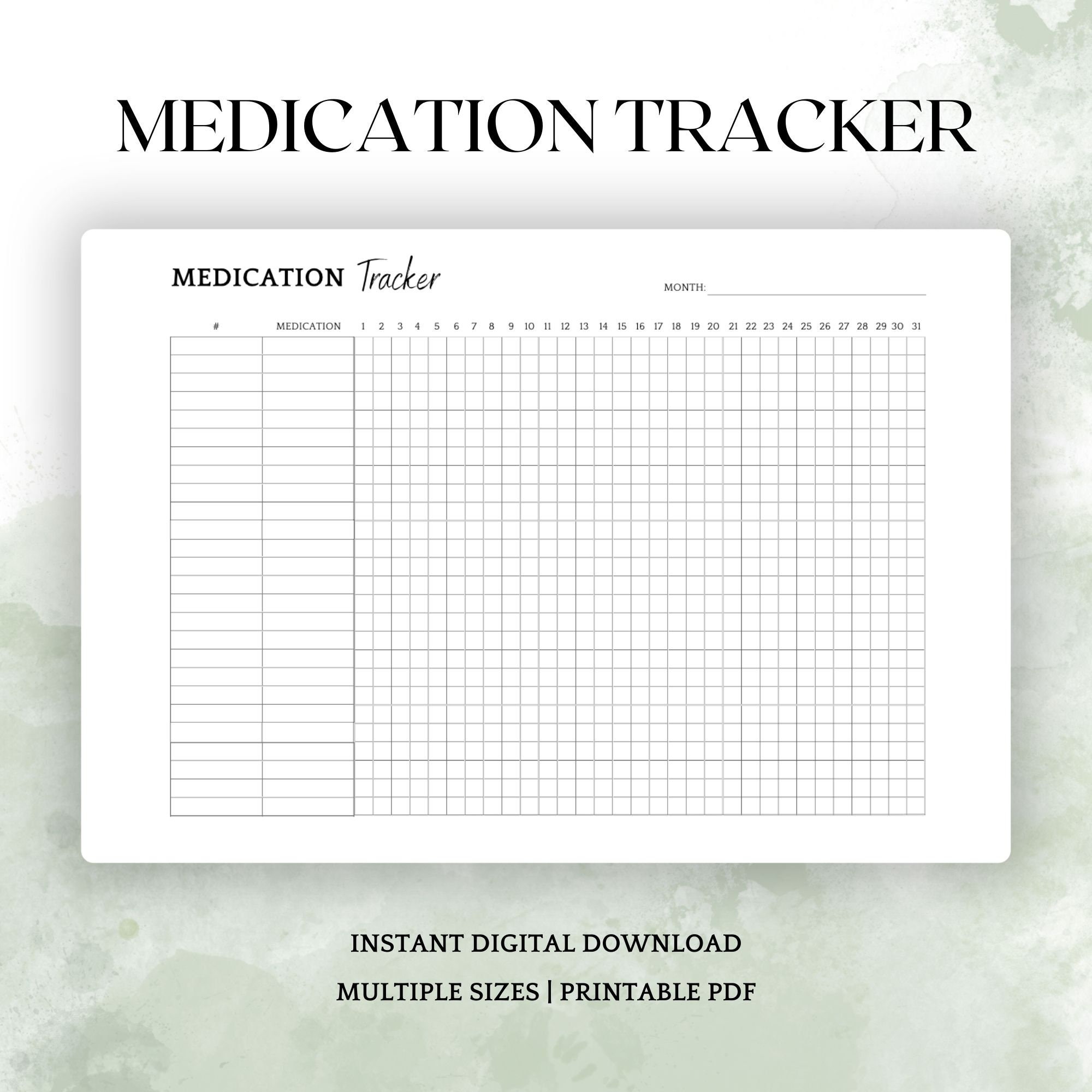 Monthly Medication Tracker Printable, Med Tracker, Chart Monthly ...