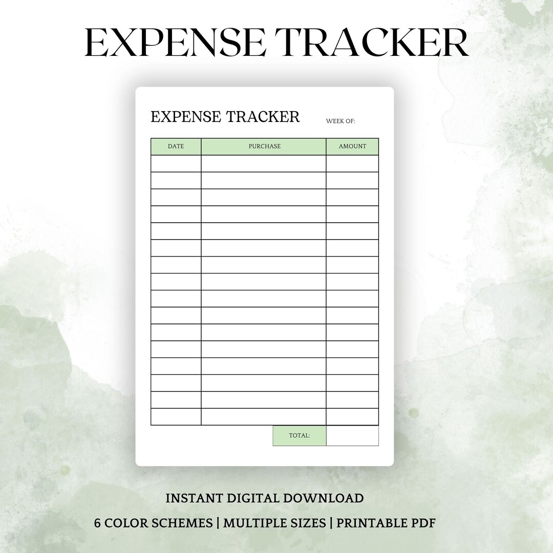 Weekly Expense Tracker Printable | Expense Tracker | Purchase Checklist ...