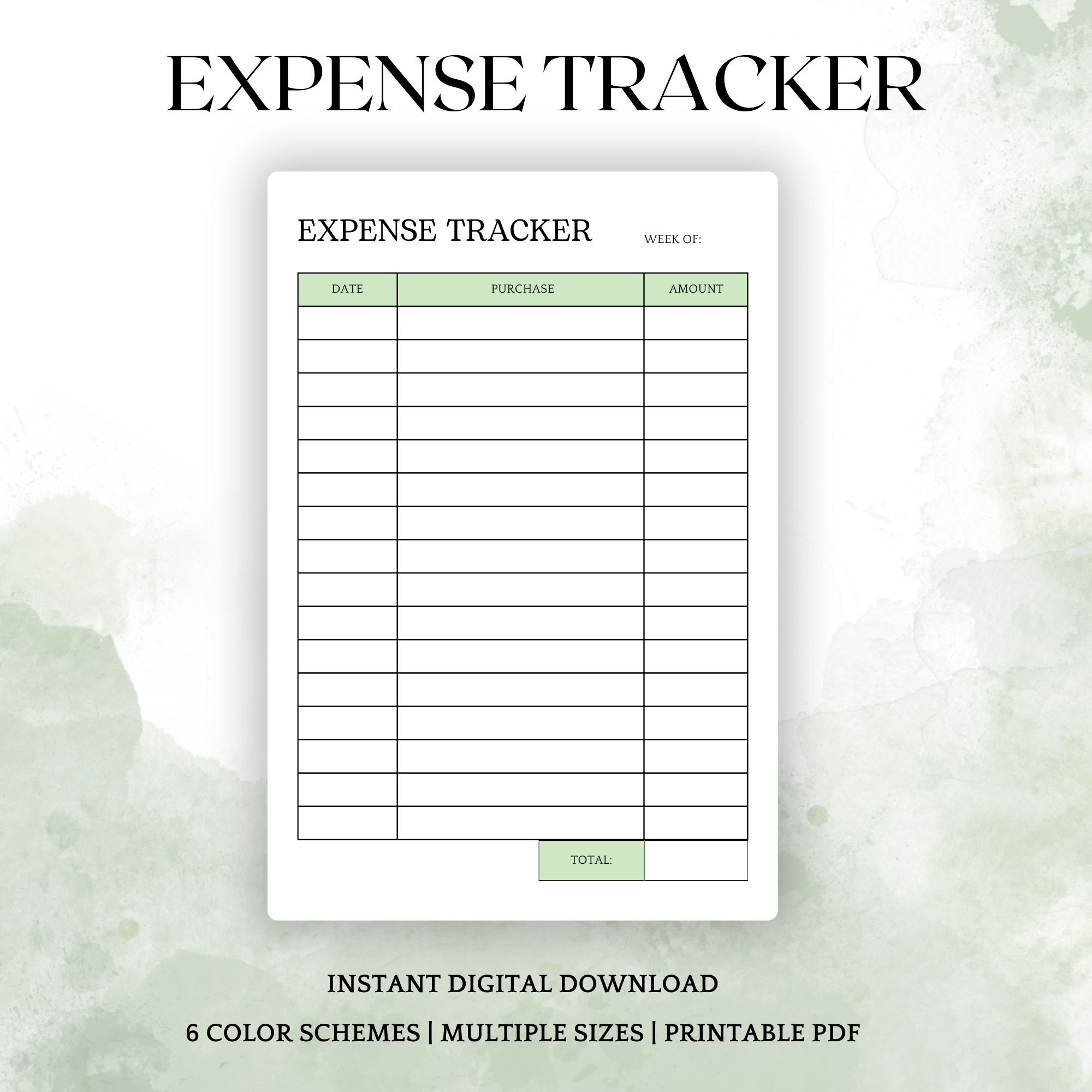 Weekly Expense Tracker Printable Expense Tracker Purchase - Etsy