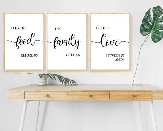 Bless the food before us Christian Kitchen Prints INSTANT | Etsy