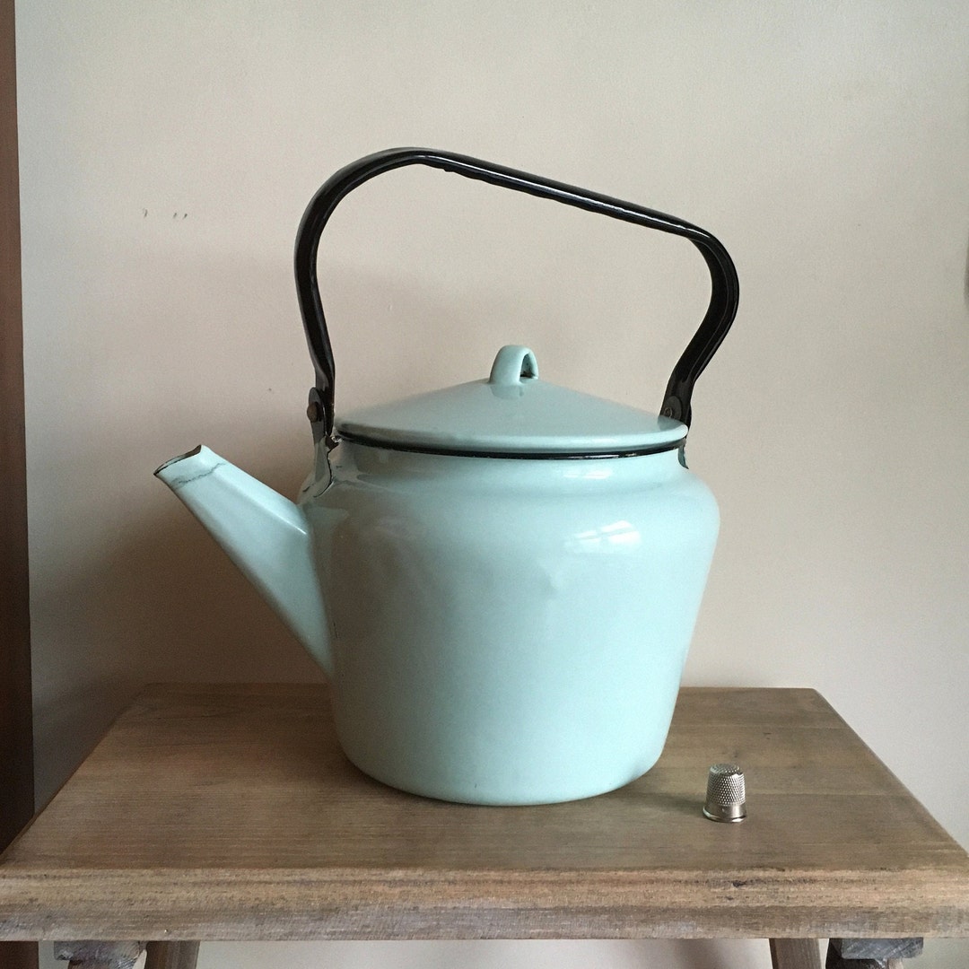 Soviet Enamelware Kettle From the USSR Light Blue With Cream - Etsy