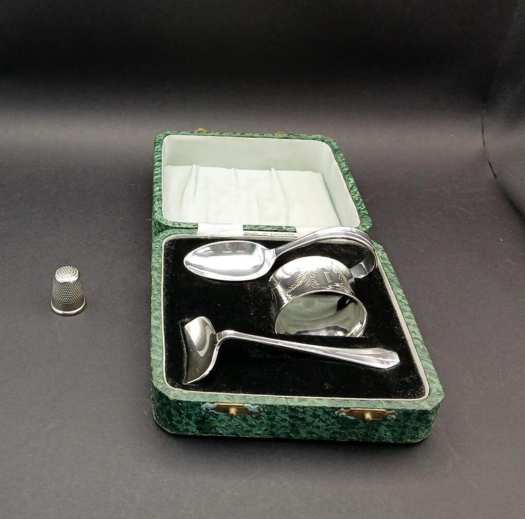 Childs Spoon Pusher and Napkin Ring EPNS Electro Plated Nickel Silver ...