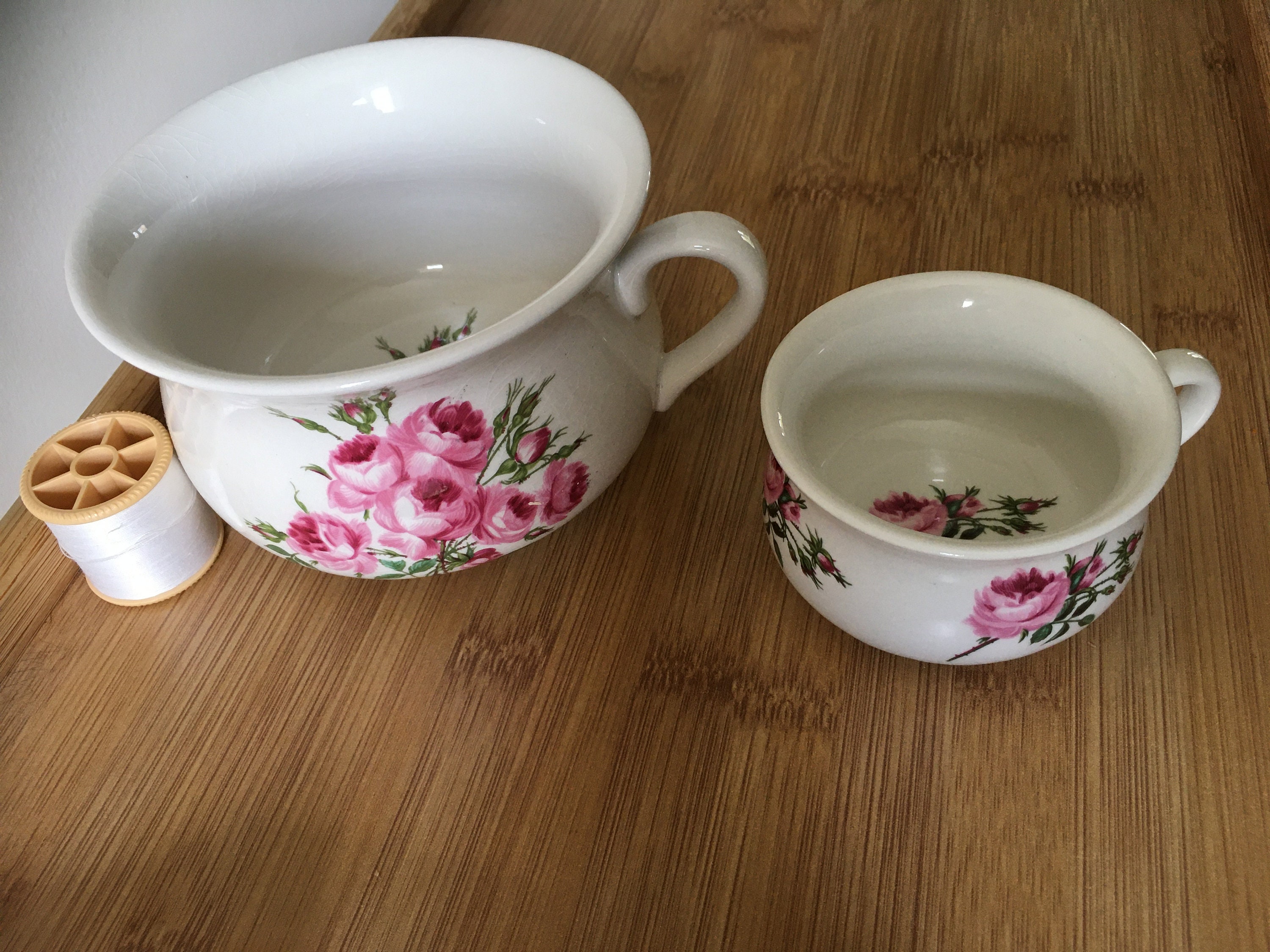 Two Small Portmeirion Planters Chamber Pots Rose Design Potties - Etsy UK