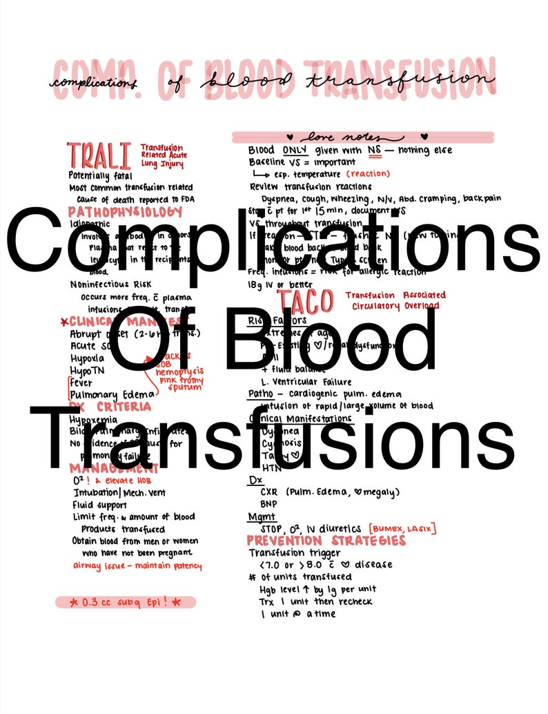 Nursing Notes Blood Transfusions Foundations Nursing Student NCLEX ...