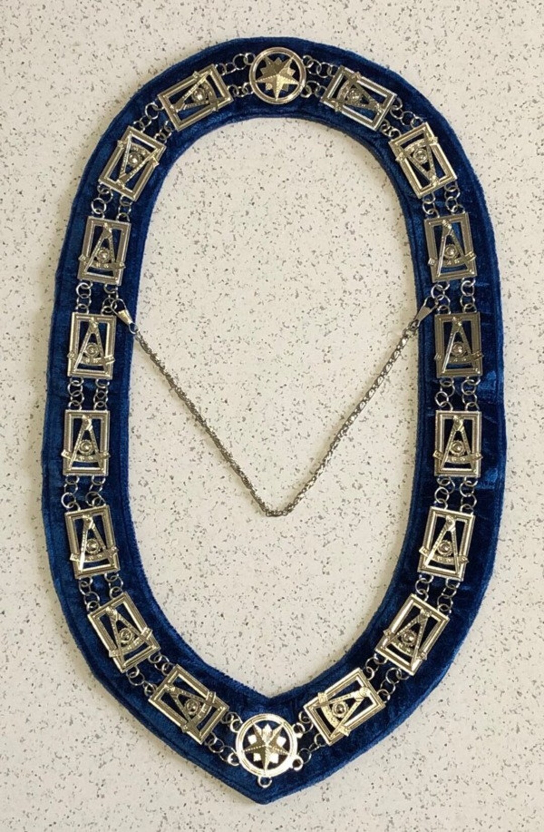 Masonic Past Master Chain Collar (no Square) in Silver Finish - Blue ...