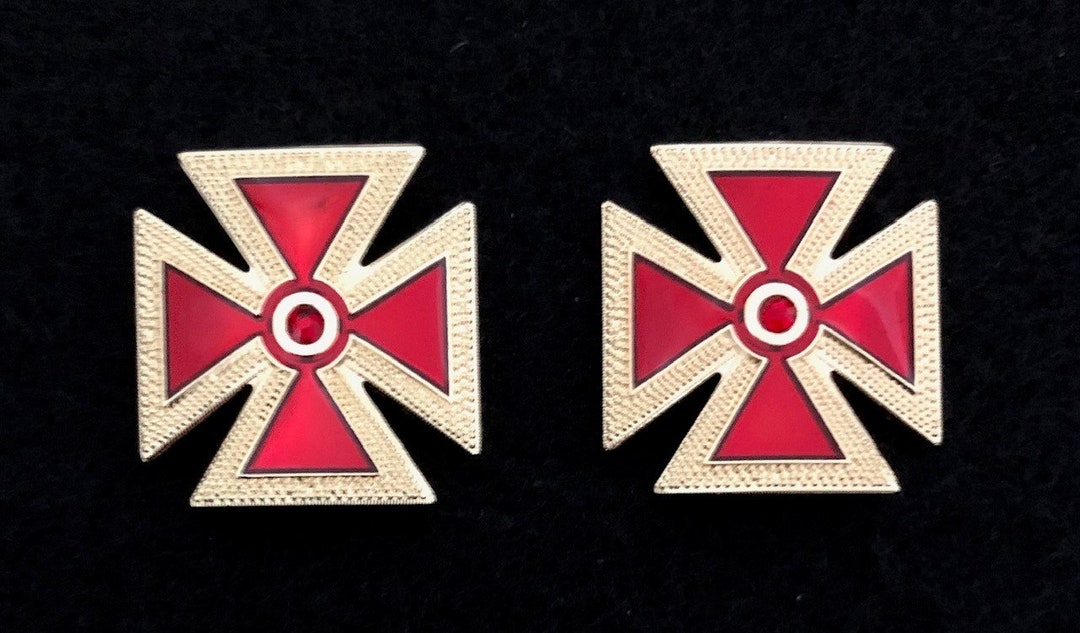 Grand Commandery Metal Collar Cross With Stone (pair) - Etsy
