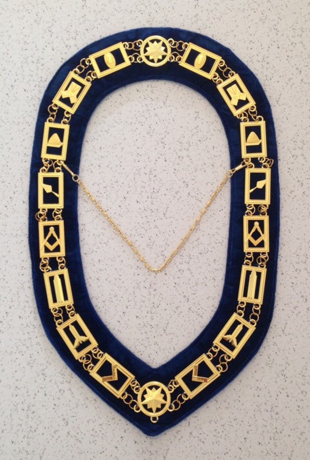 Masonic Lodge Officer Chain Collar in Gold Finish - Blue Backing - Etsy