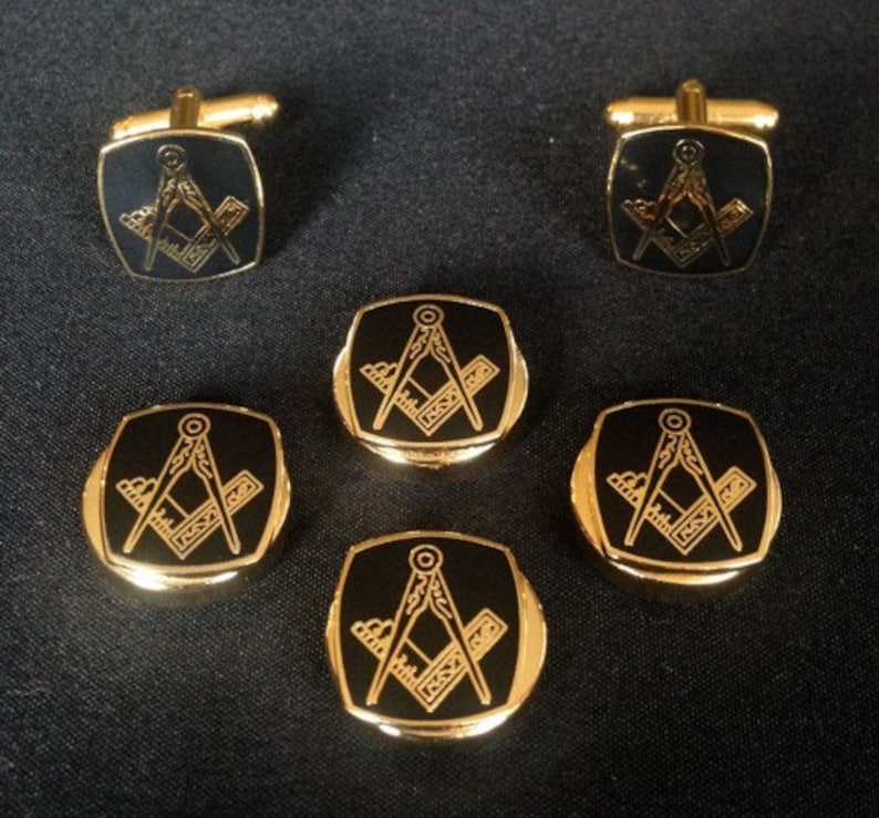 Masonic Button Cover and Cuff Link Set in Black and Gold - Etsy
