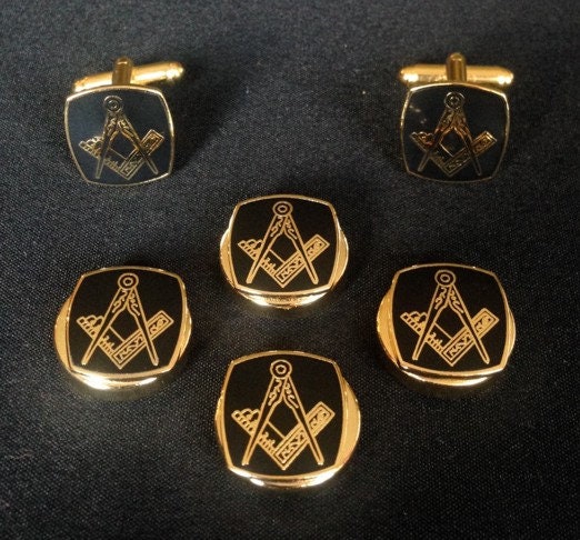 Masonic Button Cover and Cuff Link Set in Black and Gold - Etsy