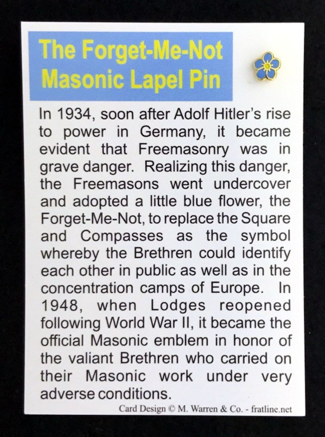 Masonic Forget-me-not Lapel Pin With Story Card - Etsy