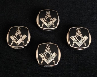 Masonic Button Cover and Cuff Link Set in Black and Gold | Etsy