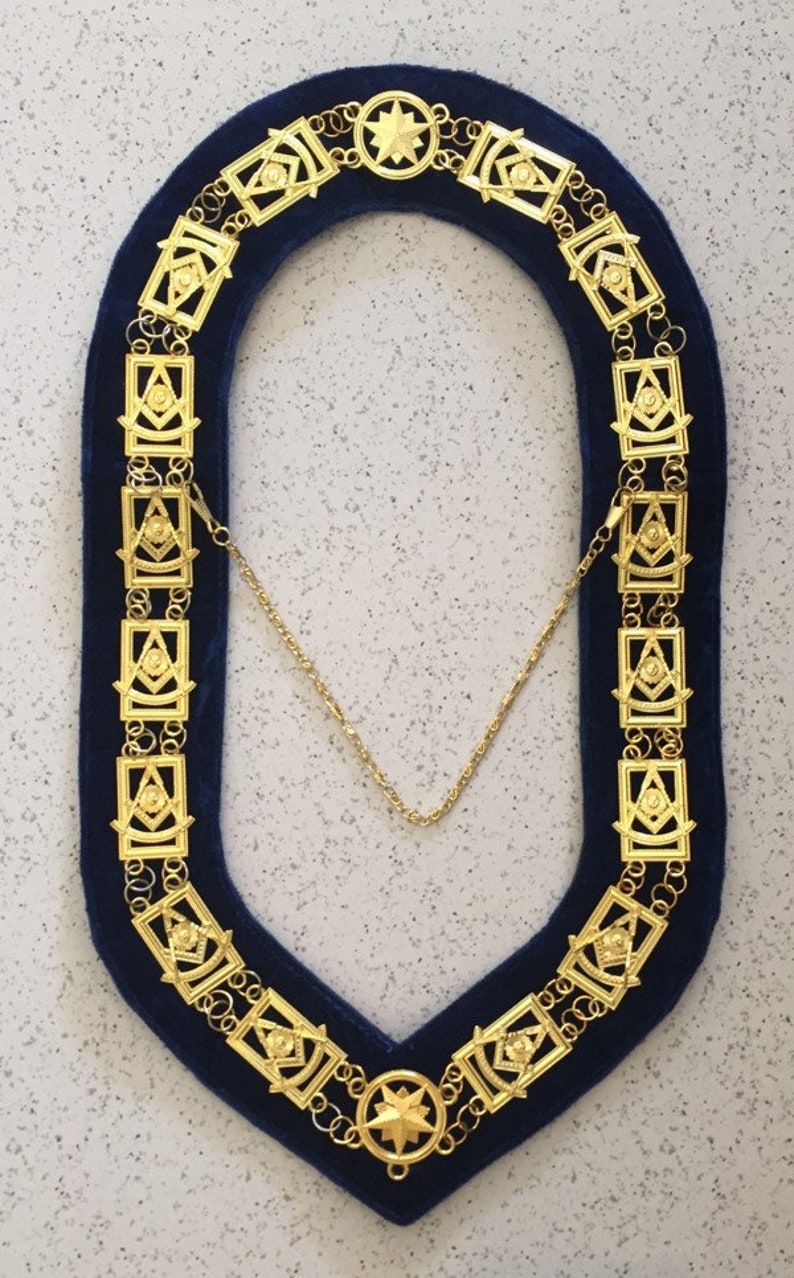 Masonic Past Master Chain Collar in Gold Finish Blue Backing - Etsy