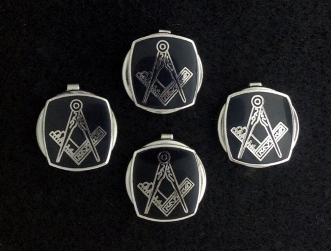Masonic Button Cover Set in Black and Silver - Etsy