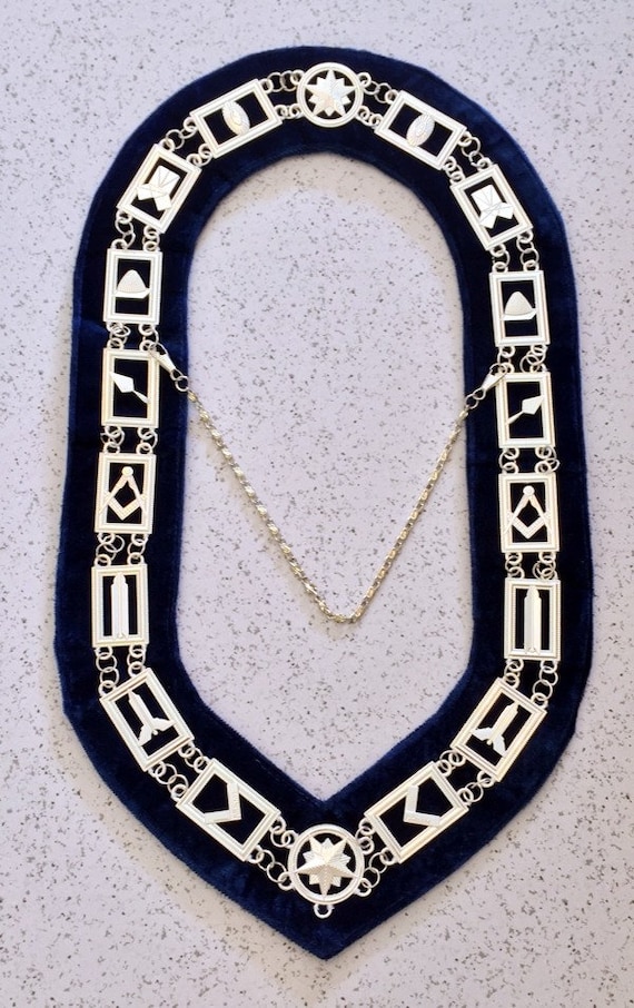 Masonic Lodge Officer Chain Collar in Silver Finish Blue | Etsy