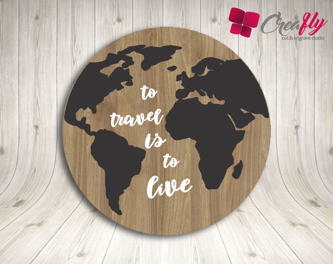 World Map Round Sign SVG Laser Cut File - Etsy UK