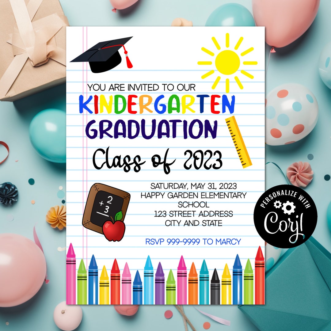 INSTANT DOWNLOAD Kindergarten Graduation Invitation, Editable ...