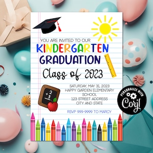 INSTANT DOWNLOAD Kindergarten Graduation Invitation, Editable ...