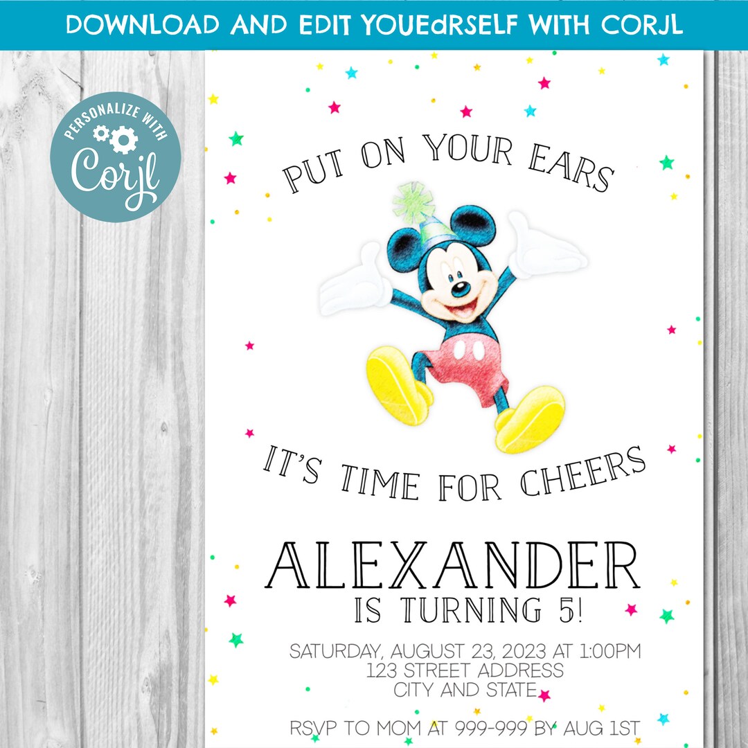 INSTANT DOWNLOAD Mickey Mouse Invitation Mickey Mouse - Etsy
