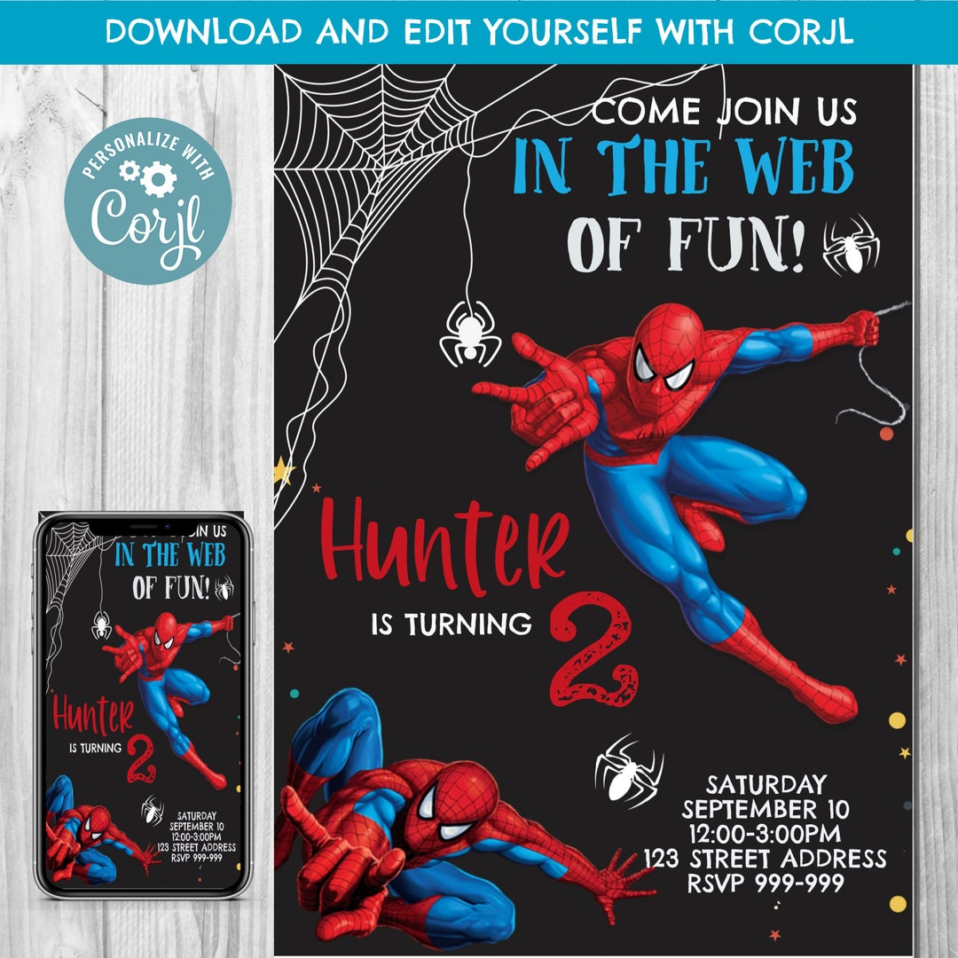 Spiderman Invitation - Spiderman Birthday Invitation - Spiderman ...