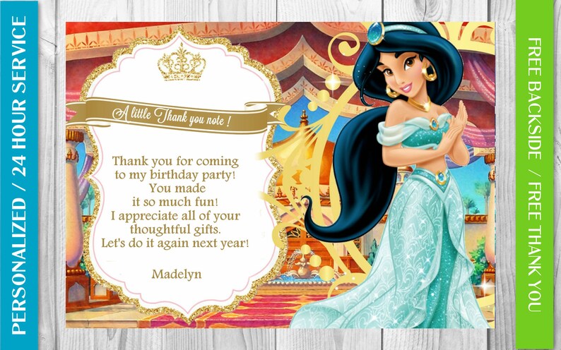 Personalized Princess Jasmine Invitation Princess Jasmine - Etsy