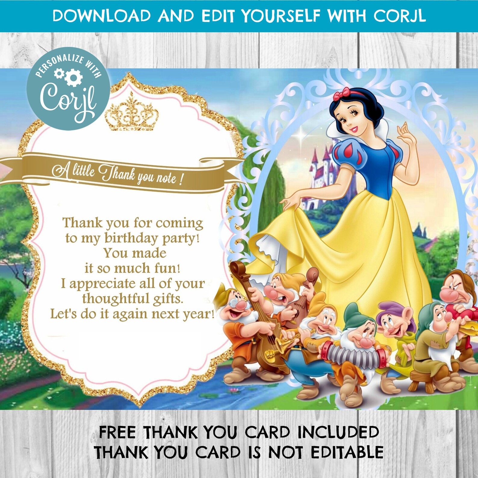 INSTANT DOWNLOAD Snow White Invitation Snow White Birthday | Etsy