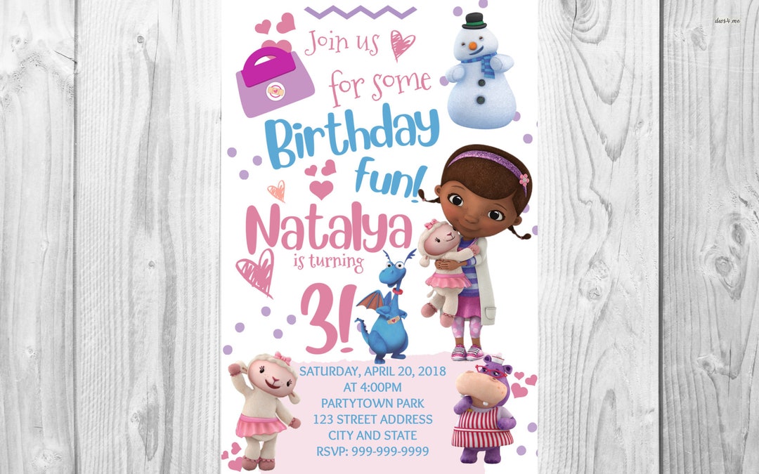 Personalized Doc Mcstuffins Birthday Invitation,doc Mcstuffins,doc Mcstuffins ,birthday Invite ...
