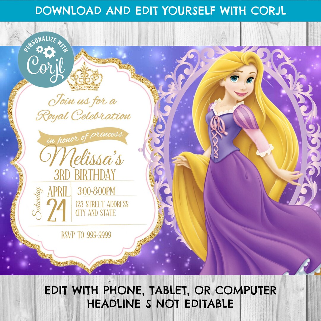 INSTANT DOWNLOAD - Tangled Invitation - Tangled Birthday Invitation ...