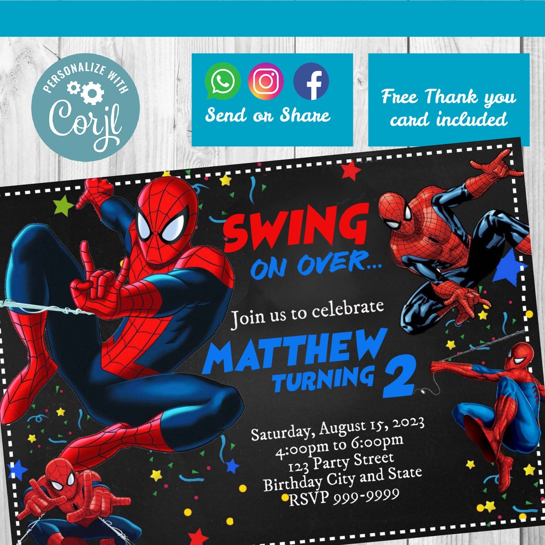 INSTANT DOWNLOAD Spiderman Birthday Invitation, Spiderman Invitation ...