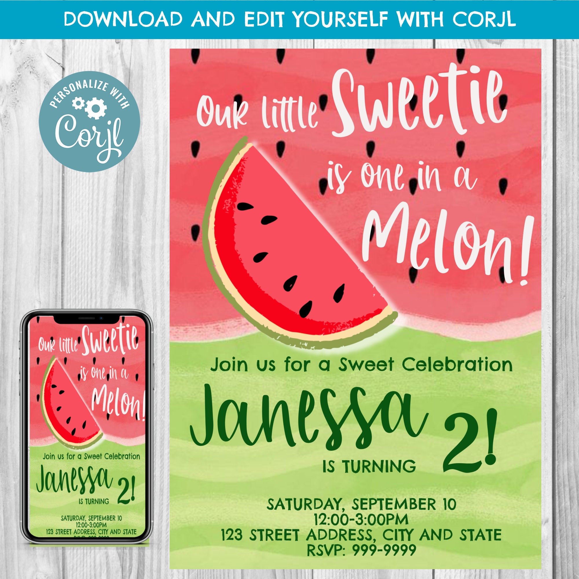 Watermelon Invitation Watermelon Birthday Invitation | Etsy