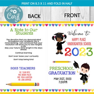 INSTANT DOWNLOAD - Editable Preschool Graduation Program, Preschool ...