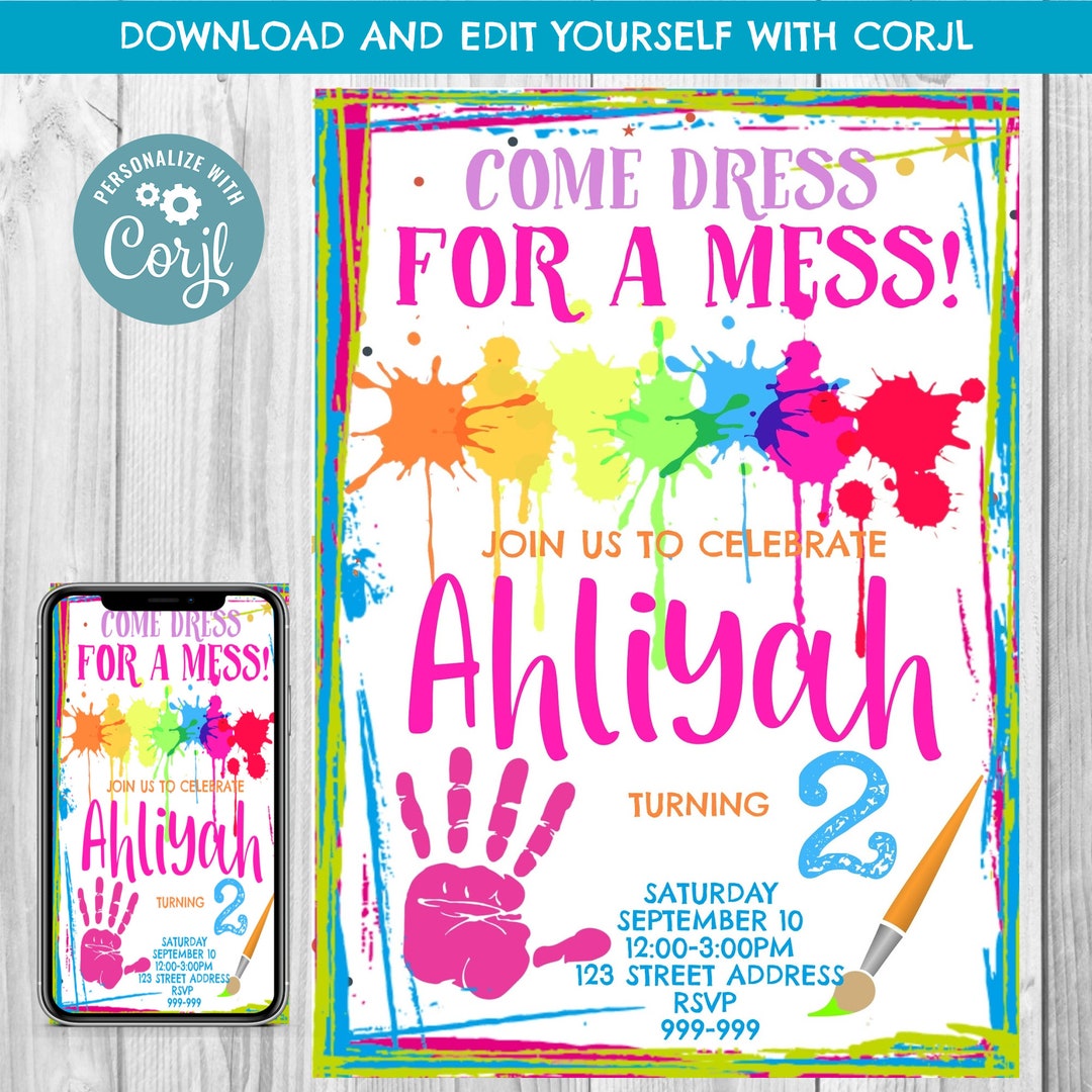 Paint Invitation - Paint Birthday Invitation - Paint - Birthday Invite ...