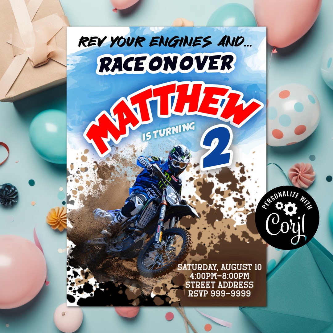 INSTANT DOWNLOAD Bike Party Invitation, Dirt Bike Invites, Instant ...