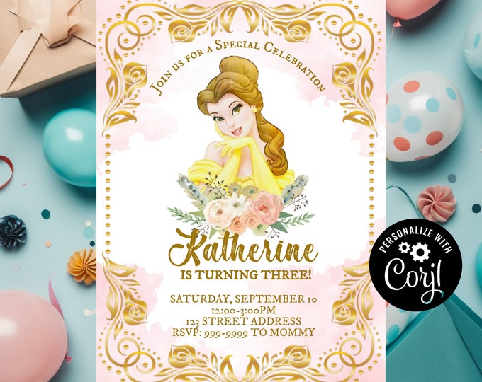 INSTANT DOWNLOAD Belle Invitation Belle Birthday Invitation Belle ...