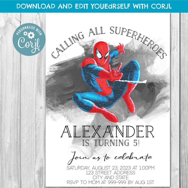 Spiderman Invitation - Etsy