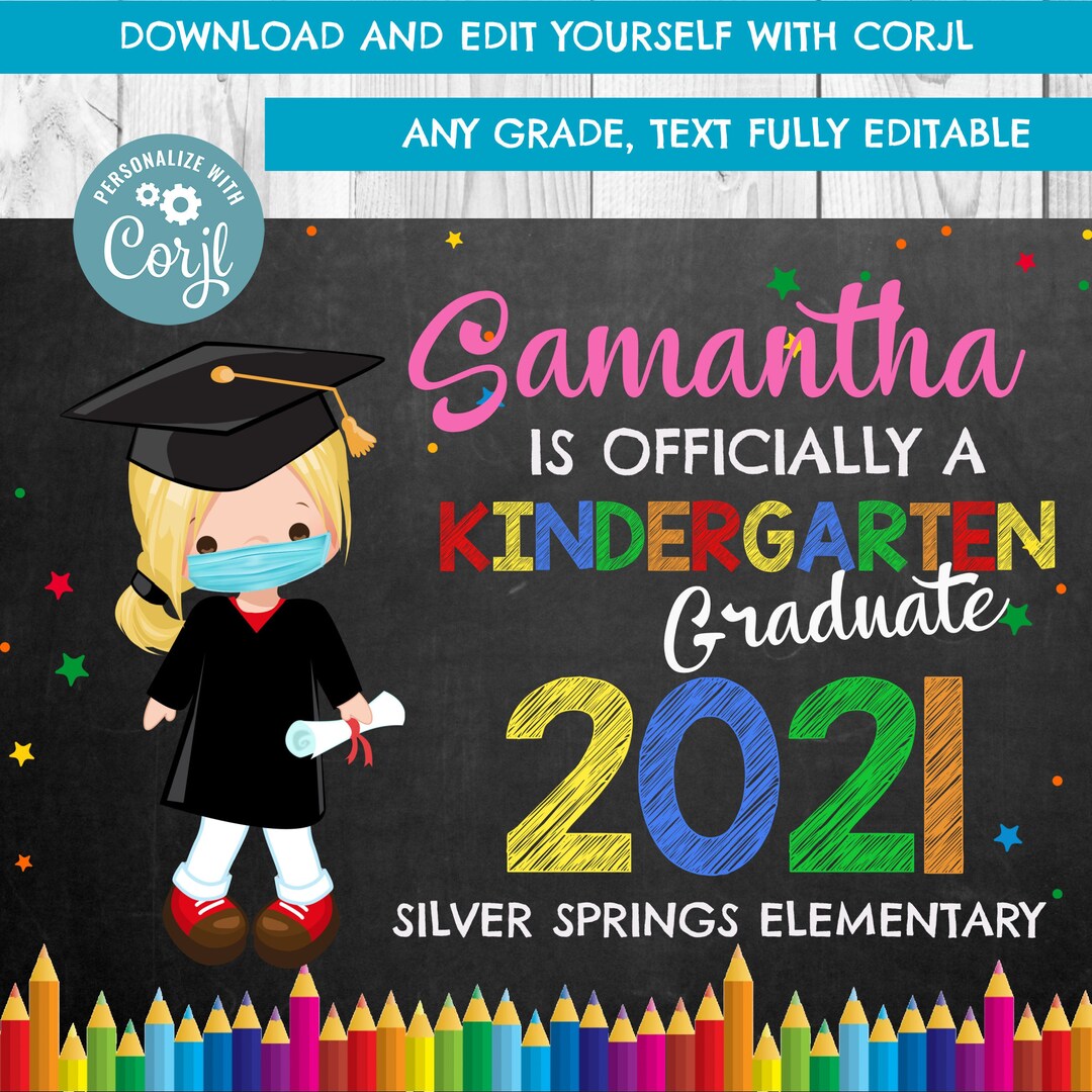 INSTANT DOWNLOAD Kindergarten Graduation Sign, Kindergarten Graduate ...