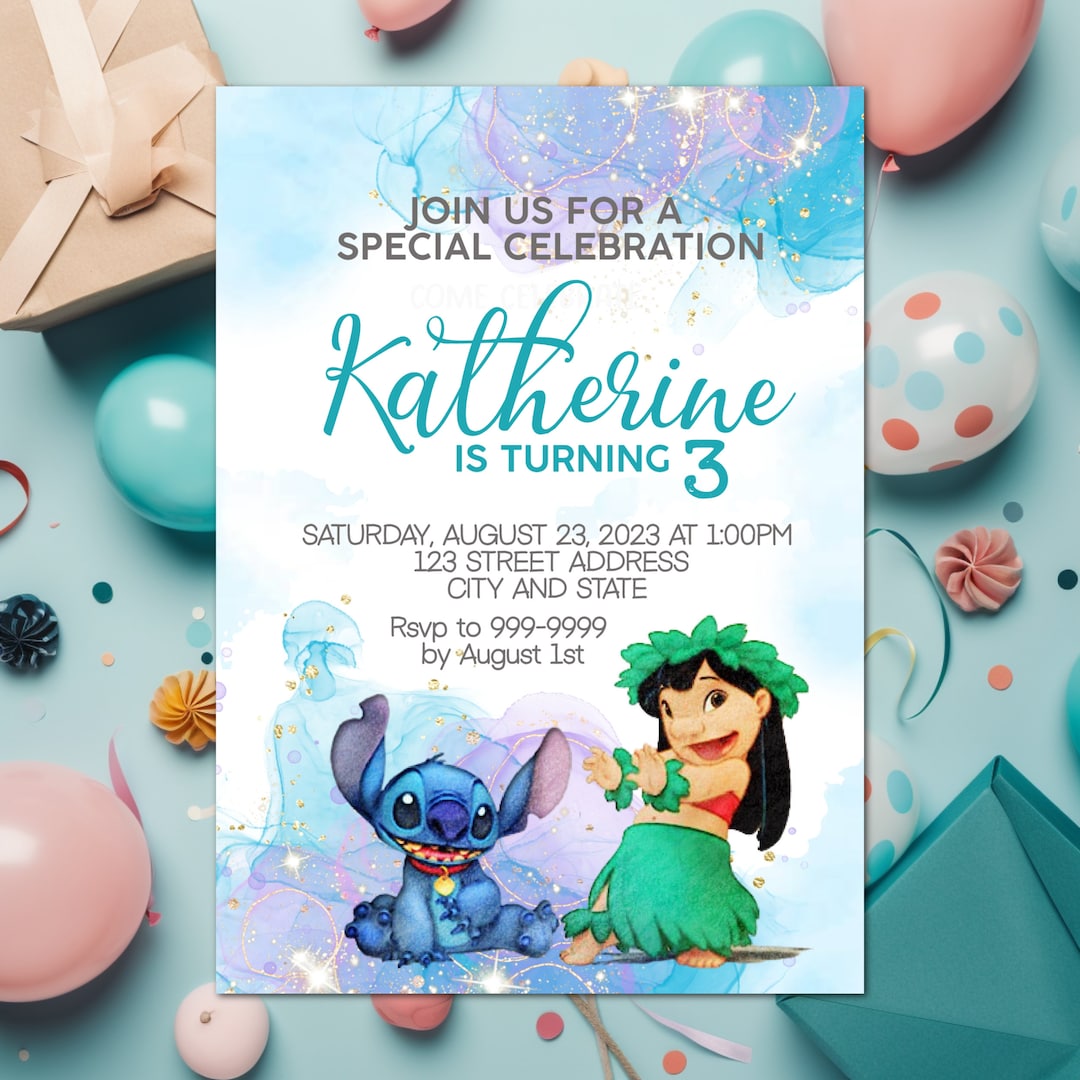INSTANT DOWNLOAD Lilo and Stitch Invitation - Lilo and Stitch Birthday ...