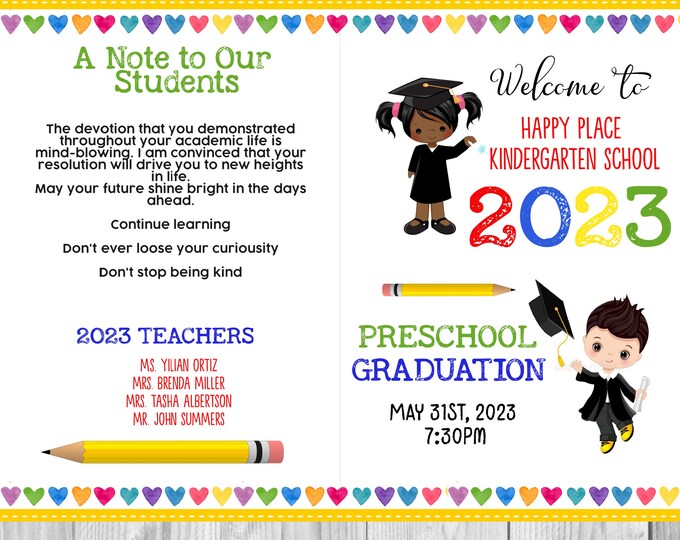 INSTANT DOWNLOAD Editable Preschool Graduation Program, Preschool ...