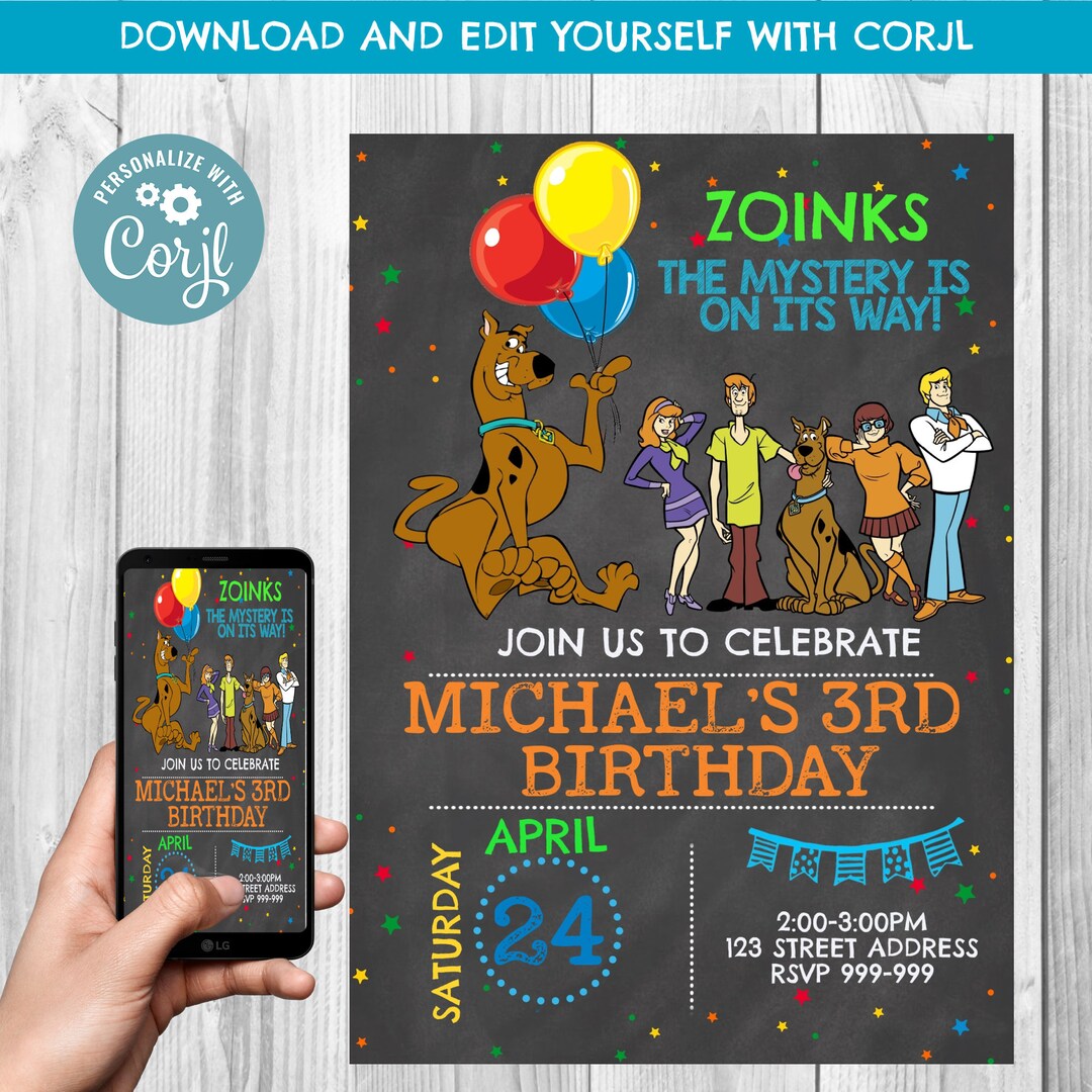 INSTANT DOWNLOAD Scooby Doo Invitation Scooby Doo Birthday Invitation ...
