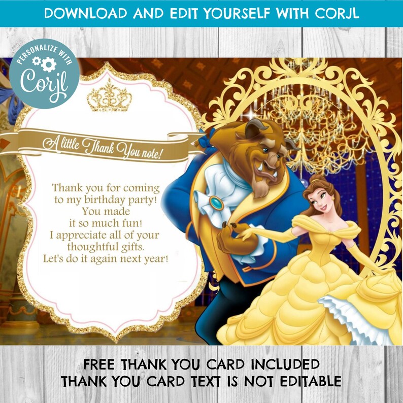 INSTANT DOWNLOAD Beauty and the Beast Invitation Beauty - Etsy