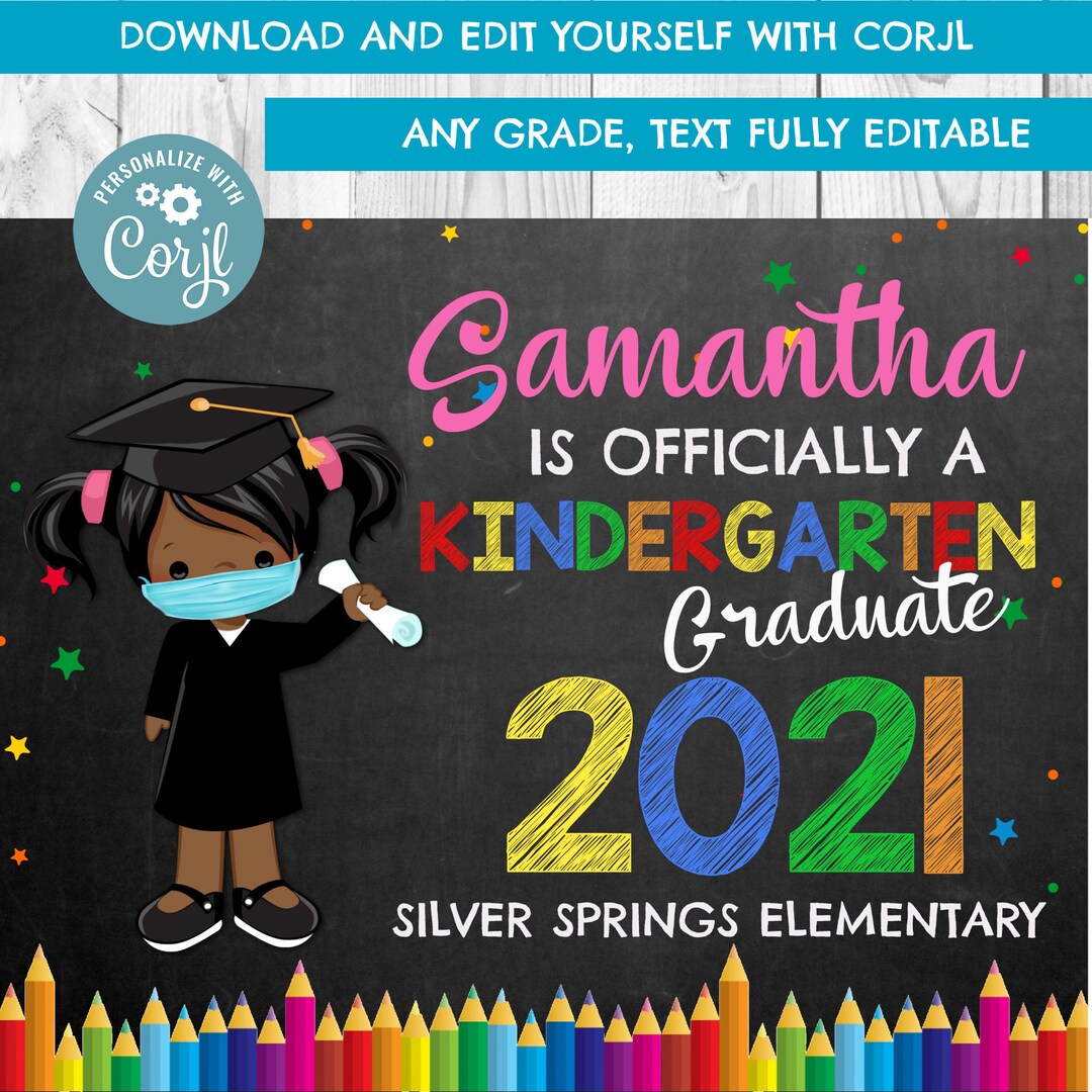 INSTANT DOWNLOAD Kindergarten Graduation Sign, Kindergarten Graduate ...