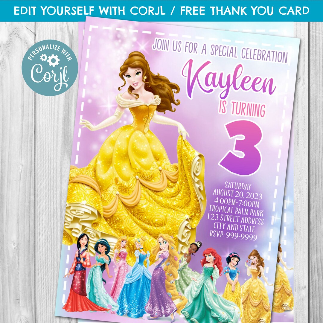 INSTANT DOWNLOAD Belle Birthday Invitation Belle Invitation - Etsy