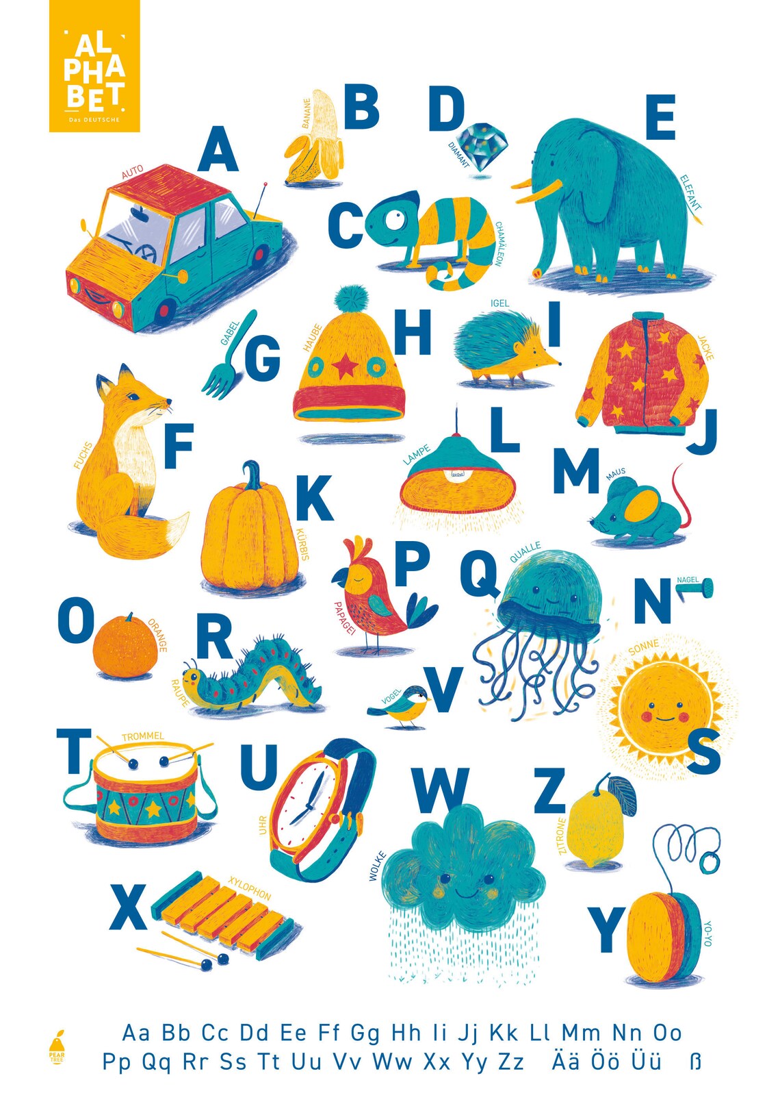German Alphabet Poster, German Alphabet ABC Digital Art, Kids Room Art ...