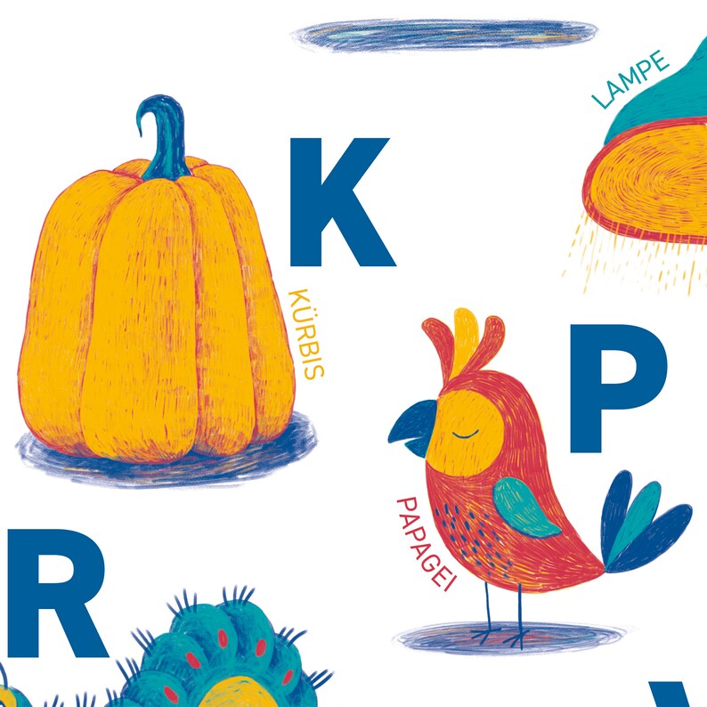 German Alphabet Poster, German Alphabet ABC Digital Art, Kids Room Art ...