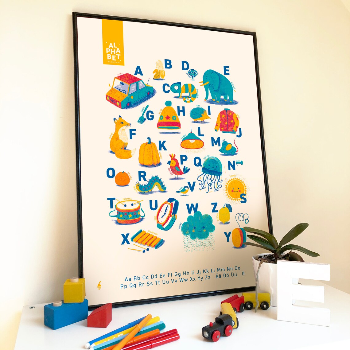 German Alphabet Poster, German Alphabet ABC Digital Art, Kids Room Art ...